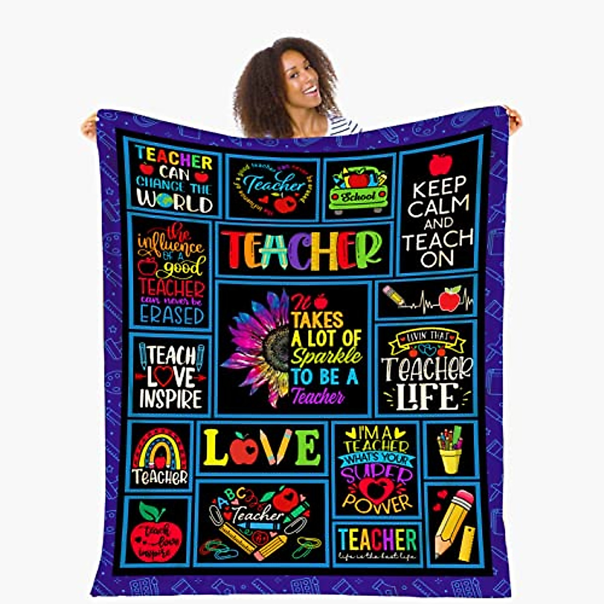 Teacher Gifts Blanket - Teacher Appreciation Gifts for Women Men - Best Teacher Retirement Birthday Gifts - Throw Blankets Gift for Teachers - Christmas Back to School Teacher's Day Gift Ideas 60x50in