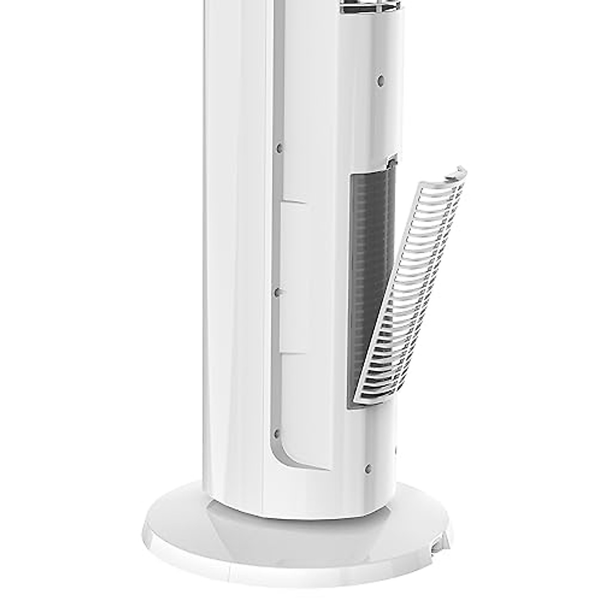 Lasko 1500 Watt 4 Speed Quiet Bladeless Multi Function Remote Control Comfort Control Tower Fan and Space Heater with 3 Heat Settings, White