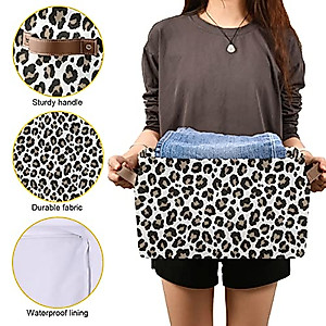 Leopard Cheetah Print Animal Skin Square Storage Basket Storage Bins Canvas Storage Organizer Closet Shelf Organizer for Home Office, 1 Pc