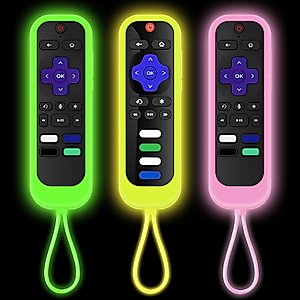 【3 Pack】 Roku Remote Cover,Roku Express | Roku Express 4K+ | Battery Case TCL Roku TV roku streaming stick 4k+ Remote, Silicone Protective Controller Universal Sleeve Glow in The Dark