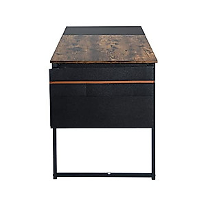 Homy Casa Inc 47 inch Study Storage Bag Space Saving for Home Office, Modern Simple Style PC Metal Frame Computer Desk, Writing Table, Brown, Black