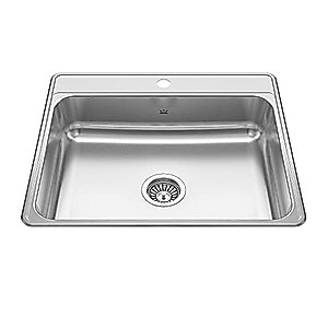 KINDRED CSLA2522-8-1CBN Creemore 25-in LR x 22-in FB x 8-in DP Drop In Single Bowl 1-Hole Stainless Steel Kitchen Sink, 25" x 22"