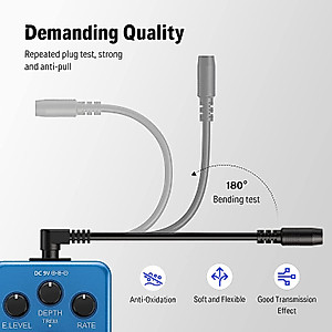 Donner DPA-1 Guitar Pedal Power Supply Adapter 9V DC 1A Tip Negative 5 Way Daisy Chain Cables for Guitar Effect Pedal