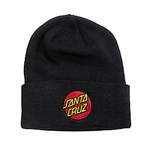 SANTA CRUZ Beanie Classic Dot Long Shoreman Unisex Skate Beanie - Black, Size: One Size