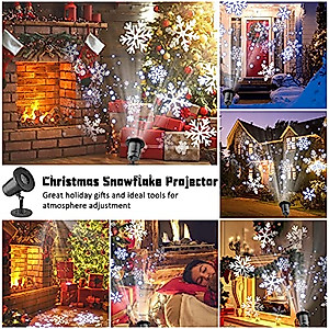 Christmas Lights, Christmas Snowflake Projector Lights, Liwarace LED Snowflake Lights Waterproof Plug in Xmas Lights, Indoor/Outdoor Christmas Decorations & Gifts for Women/Men
