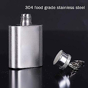 Keychain Flasks Hip stainless steel flask whith flasks for liquor for Women,whiskey flask for women,Great Gift Idea Flask (Silver)