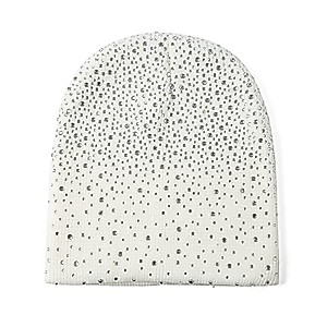 Christmas Stocking Stuffer Gifts for Men Women Knitted Hat Adult Unisex Fully-Jewelled Hat (White-3, One Size)