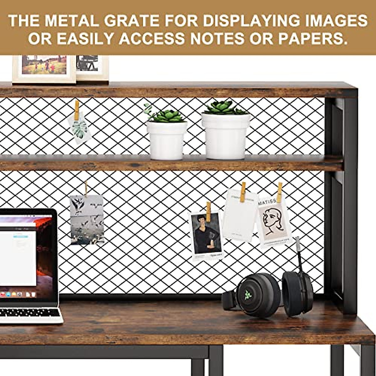 Tribesigns 67" Reversible Large Computer Desk with Hutch, Office Desk Study Table Writing Desk Workstation with 5 Storage Shelves 2 Tier Bookshelf for Home Office (Rustic Brown)
