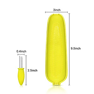 24 Pieces Corn Cob Holders and Dish Set Corn on the Cob Skewer Stainless Steel Skewer Needle BBQ Tool and Plastic Corn Tray