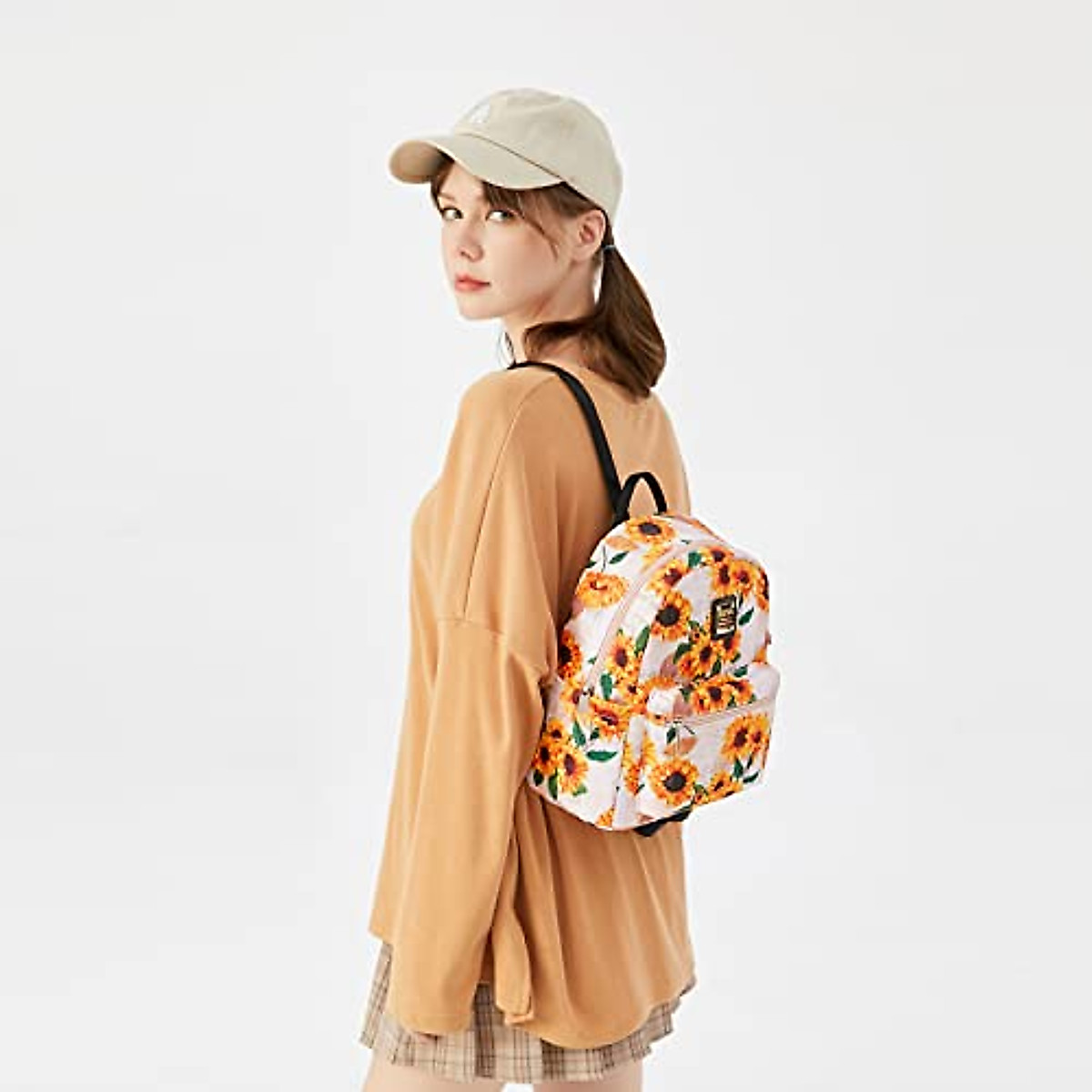 Women Mini Sunflower Backpack Cute Small Travel Backpack Purse Nylon Waterproof Casual Daypack Shoulder Backpack for Adult Girls Kids