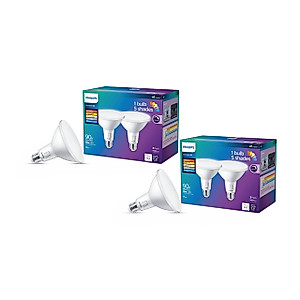 PHILIPS PAR38 Dimmable LED Spotlight Bulbs - Flicker-Free Light Bulb with EyeComfort Technology - Selectable White - E26 Base - 4 Pack