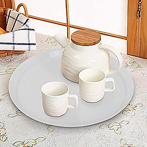 Ponpong Round Plastic Serving Trays Platters, White, 6 Packs