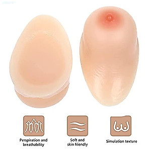 Lifelike Silicone Breast Forms Woman Breast Enlarger Mastectomy Prosthesis Self Adhesive False Breast False Boobs for Crossdress Transvestite and Cosplay,Nude,C Cup (800g/pair)