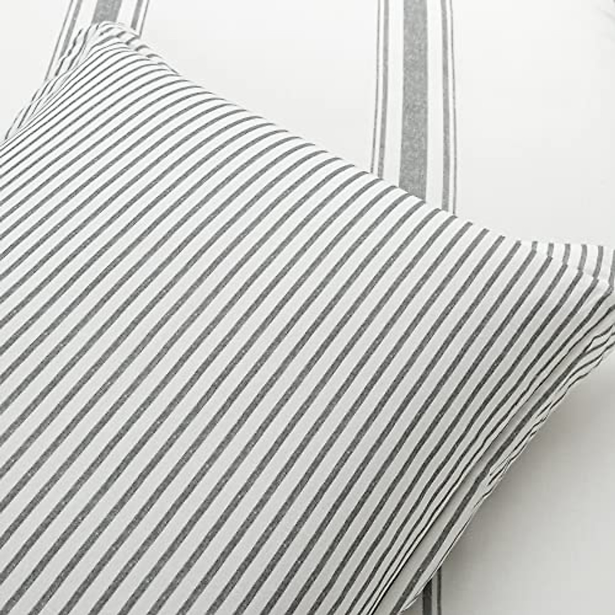 Lush Decor Farmhouse Stripe 3 Piece Reversible Comforter Bedding Set, California King, Dark Gray