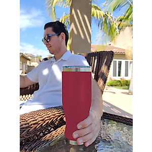 LaserGram 14oz Vacuum Insulated Pilsner Mug, Salsa Dancers, Personalized Engraving Included (Maroon)