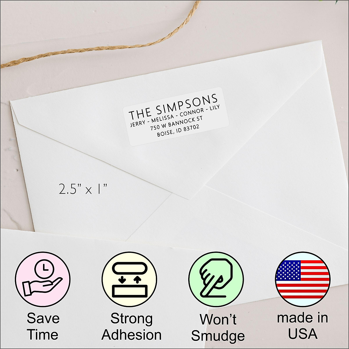 PrettySweetParty White Return Address Labels - Personalized Stickers for Envelopes and Mail, 250 Adhesive Peel and Stick Labels (Simple Sans Serif)