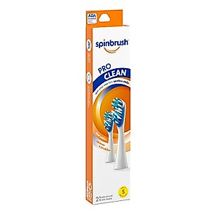 Arm & Hammer Spinbrush Pro Series, Clean Electric Toothbrush Replacement Brush Heads Refills, Soft Bristles, 2 Count - 1 Pack. (Includes 2 Replacement Brush Heads Total.)