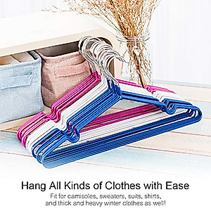 Lomani Colored Steel Clothes Hangers, Non Slip Hangers, Durable Heavy Duty, Coat Hangers, No Shoulder Bump Suit Hangers, Laundry Metal Hangers, Space Saving Adult Clothes Hangers 60 Pack-Random Color