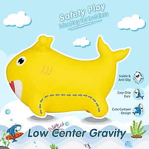 INPANY Baby Shark Toys for 2 Year Old Boy, Bouncy Animals for Toddler, Inflatable Hopper Ball, Outdoor Indoor Ride on Rubber Hopping Horse Bouncer, Cool Birthday Gifts 3 4 Year Old Girl Decorations