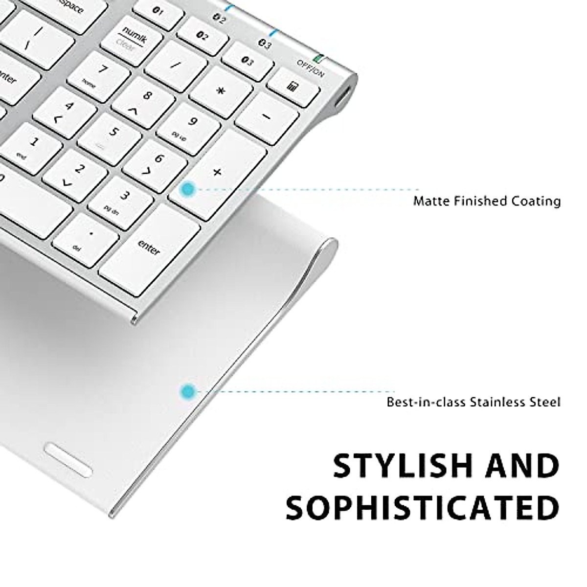 iClever BK10 Bluetooth Keyboard, Wireless Bluetooth Keyboard, Rechargeable Bluetooth 5.1 Multi Device Keyboard with Number Pad Full Size Stable Connection for Mac, Windows, iOS, Android, Laptop