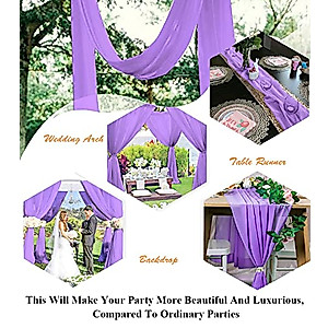 Chiffon Backdrop Curtain 29"x108" 2pc Chiffon Curtain Panels Chiffon Window Curtains Colorful Sheer Curtains Tulle Sheer Curtains Sheer Voile Fabric Chiffon Overlay Wedding (Lavender, 29x108-inch)