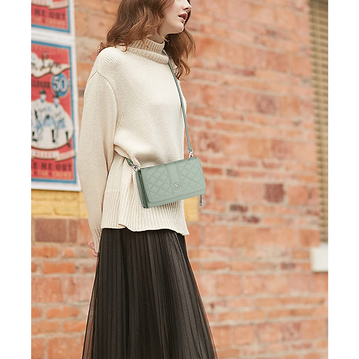 UTO Small Crossbody Shoulder Bag for Women Cellphone Bags Card Holder Ladies Wallet Purse and Handbags Green