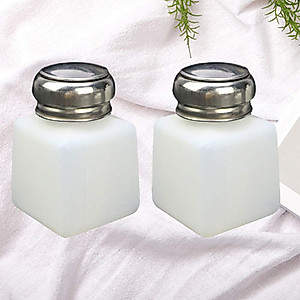 ULTECHNOVO Push Down Alcohol Dispenser Empty Lockable Anti-Static Push Down Pump Bottles Square Plastic Bottles 2Pcs