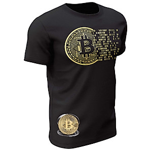 Golden Bitcoin T-Shirt for Crypto Currency Miners and Original Collectors Bitcoin Coin X-Large