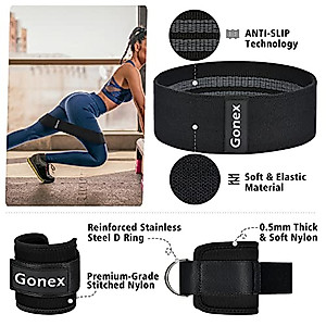 Gonex Barbell Pad Set for Squats Hip Thrusts Upgraded Bar Neck Pads Workout Foam Weightlifting Cushion with 2 Gym Ankle Straps Hip Resistance Band Fits Standard Olympic Bars with a Carry Bag, Pink/Black