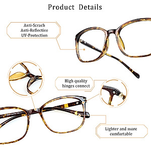 LifeArt Blue Light Blocking Glasses, Anti Eyestrain, Computer Reading Glasses, Gaming Glasses, TV Glasses for Women and Men, Anti Glare (Tortoise, No Magnification)