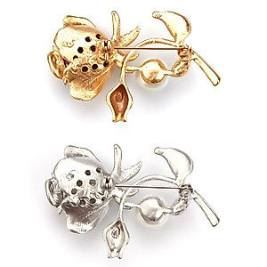Brooches Brooch Pin Rhinestone Pearl Brooch Floral Diamond Brooch Girl Lady Jewelry Wedding Party Birthday Gift Gold Bow Gold Silver