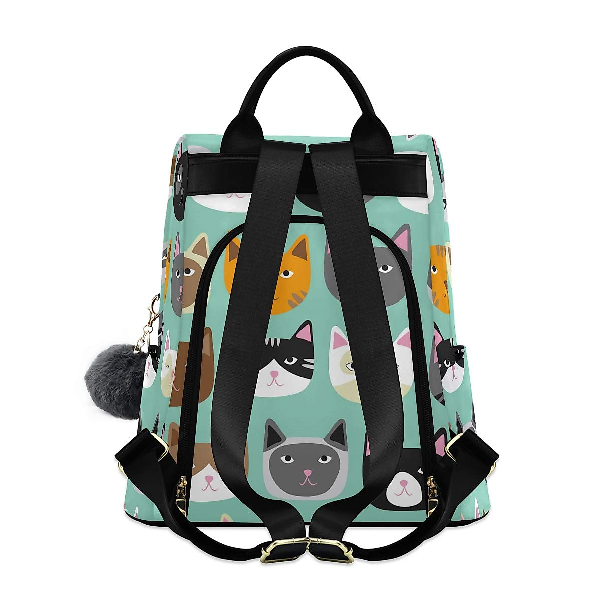 ALAZA Rainbow Cute Cat Faces Backpack Purse with Adjustable Straps for Woman Ladies
