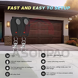 Lots of 2 ACT-31B/MCT-11 Keychain 318MHZ Megacode ld033 Linear Garage Door Opener Remote 3-Year-Warranty Long-Lasting Lithium Battery Ultra-Long Range