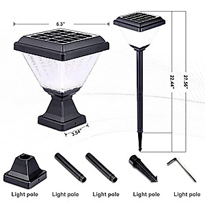 GUYULUX Outdoor Solar Floodlight, Fence Post Cap Solar Lights, Post Mounted or Ground Stake Pathway Light, LED Solar Lamp Post Light for Patio, Yard, Garden, Porch, Deck, 1-Pack