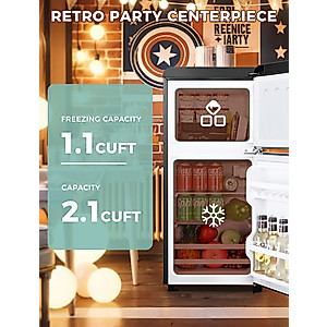 Anypro 3.2 Cu.Ft Compact Refrigerator Mini Fridge with Freezer, Retro Double Door Small Fridge with Freezer, 7 Level Thermostat & Removable Shelves, Small Refrigerator for Dorm, Office, Bedroom, Black