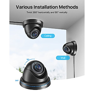 ZOSI 1080P HD Security Camera Indoor Outdoor,1920TVL 2.0MP 4-in-1 HD TVI/CVI/AHD/CVBS CCTV Camera,Weatherproof,80ft IR Night Vision,for 960H,720P,1080P,5MP,4K Analog Home Surveillance DVR System