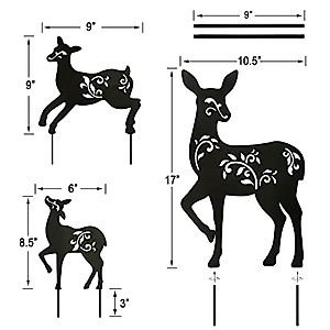 Hokfirm Metal Deer Stake, Outdoor Metal Animal Statue, Silhouette Deer Stake, Outdoor Decorative Metal Animal Stakes, Set of 3