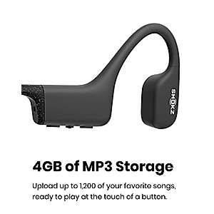 SHOKZ OpenSwim Swimming MP3 - Bone Conduction MP3 Waterproof Headphones for Swimming - Open-Ear Wireless Headphones, No Bluetooth, with Nose Clip and Earplug (Black)
