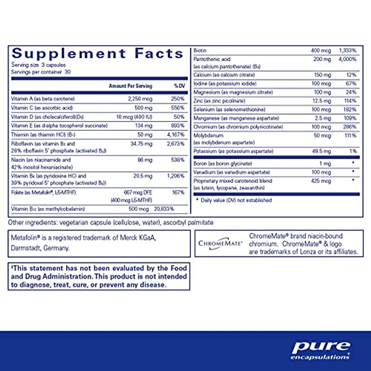 Pure Encapsulations Nutrient 950 Without Copper & Iron | Hypoallergenic Multi-Vitamin/Mineral Formula for Optimal Health | 90 Capsules