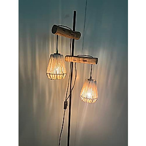 Unique Small Natural Boho LampShade For Ceiling Light Fixture Hanging Decorations Rustic shadelamp For Dinging Room, Farmhouse,Beige Color