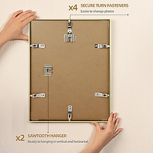 ccdcc 11x14 Aluminum Picture Frame Set of 2, Displays 8x10 Picture with Mat or 11x14 Poster without Mat, Metal Wall Gallery Photo Frame - Gold