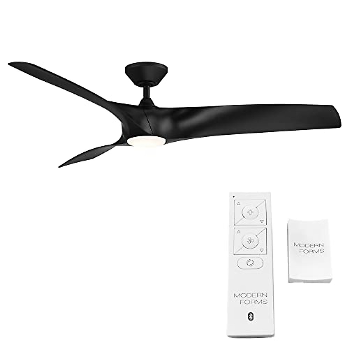 Zephyr Smart Indoor and Outdoor 3-Blade Ceiling Fan 62in Matte Black with 3000K LED Light Kit and Remote Control works with Alexa, Google Assistant, Samsung Things, and iOS or Android App