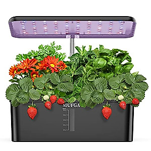 Herb Garden Hydroponics Growing System - MUFGA 12 Pods Indoor Gardening System with LED Grow Light, Plants Germination Kit(No Seed) with Pump System,Height Adjustable, Ideal Gardening Gifts for Women