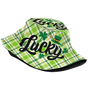 St. Patrick's Day Bucket Hats Fashion Sun Cap Packable Outdoor Green Lucky Shamrock Hat for Women Men