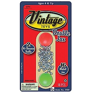 JA-RU Vintage Metal Jacks Game Set/Two Bouncy Balls.(1 Pack) Mini Jax Toy. Classic Family Retro Classics. Bulk Party Favors, Stocking Stuffers. 950-1B
