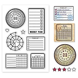 PH PandaHall Clear Label Stamps, Date and Schedule Rubber Stamp Silicone Stamp Background Transparent Stamps for Card Making Photo Album Decoration and DIY Scrapbooking 6.2x4.3inch/16x11cm