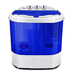 WSDJ, Portable Mini Washing Machine, 10.4lbs Capacity, Washer(6.6lbs)&Spiner(3.8lbs), Semi-automatic Blue Cover, GT36347395-10106-1953006301