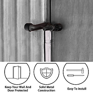 Cosnys 2 Pack Hinge Pin Door Stopper,Adjustable Heavy Duty Door Hinge Stopper 2-3/8"x15/16"Convenient Door Stopper for Door Hinges,with Black Rubber Bumper Tips,Easy Installation