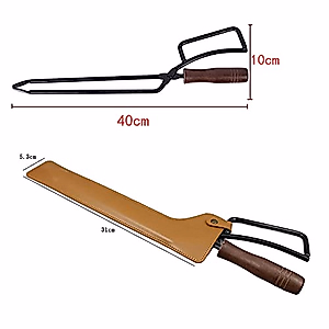 Charcoal Tong Charcoal Clip with Storage case Barbecue Fireplace Tong Iron Charcoal Clamp for Wood Stove Outdoor Long Logs Tweezers for Fire Pit Campfire Fire Place Accessories…