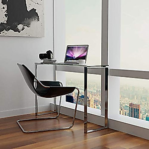 Cortesi Home Remi Contemporary Glass Console Table with Chrome Finish